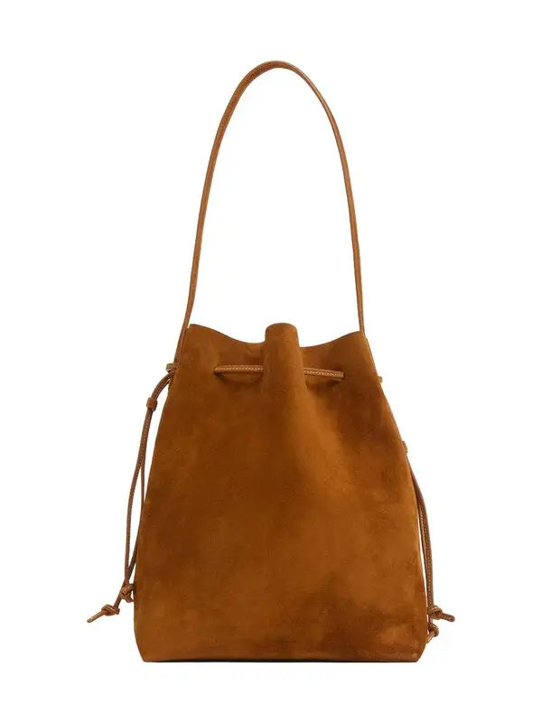 MANSUR GAVRIEL Drawstring Cabas Suede Bucket Bag - Saddle
