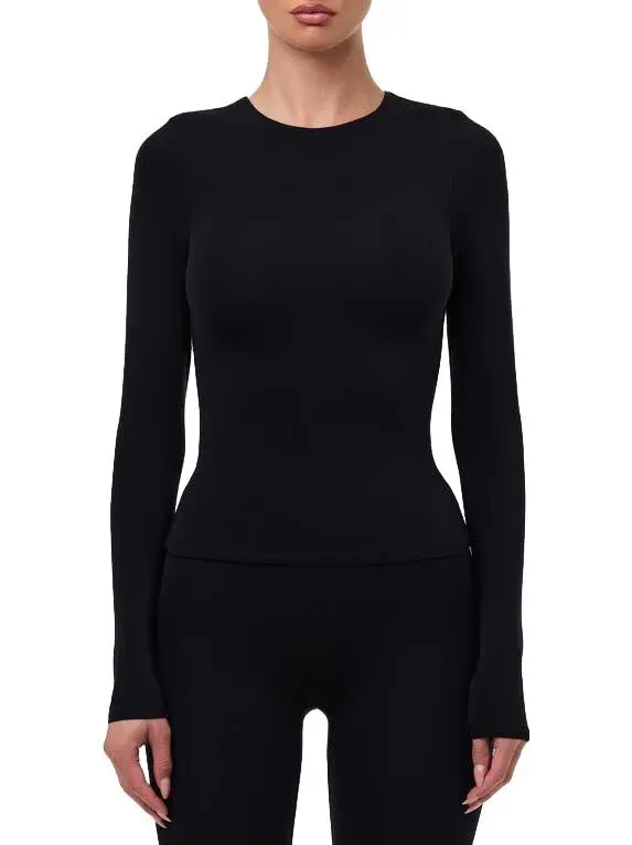 Naked Wardrobe Long Sleeve Crewneck Top - Black
