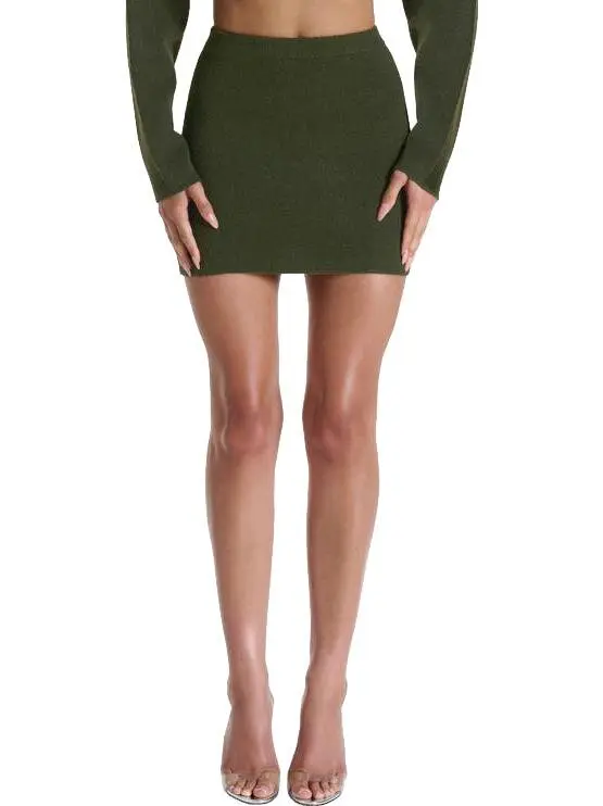 Naked Wardrobe Bouclé Knit Miniskirt - Forest Green