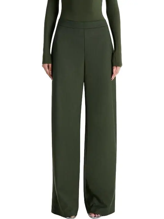 Naked Wardrobe High Waist Wide Leg Trousers - Olive