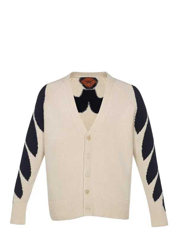 Mcm Intarsia Laurel Cardigan - White