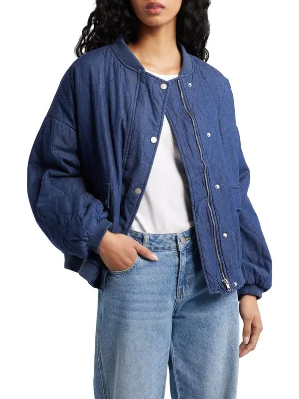 PETAL & PUP Quilted Bomber Jacket - Navy