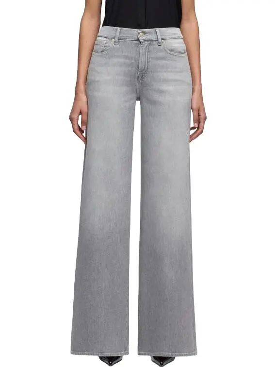 7 For All Mankind Lotta High-waist Wide-leg Jeans - Silver Wash