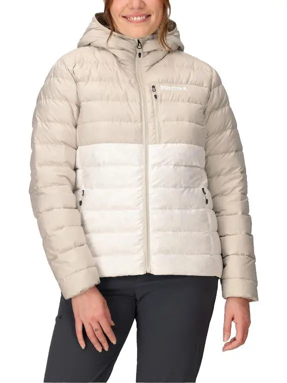 MARMOT Highlander 700 Fill Power Down Hooded Jacket - Birch Bark/pearl