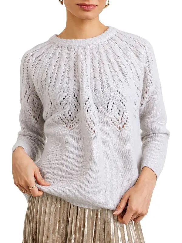 Bella Dahl Cable Stitch Merino Wool And Cashmere Sweater - Frosted Oat
