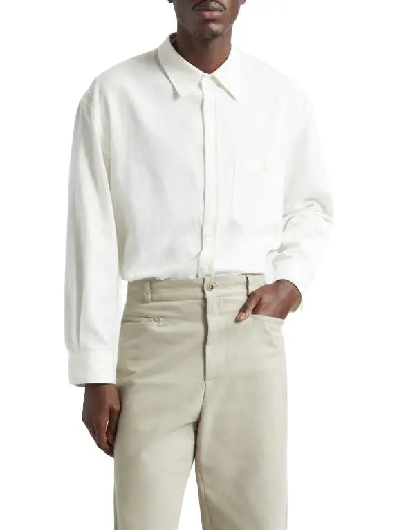De Bonne Facture Architecture Oversize Cotton & Hemp Button-up Shirt - White