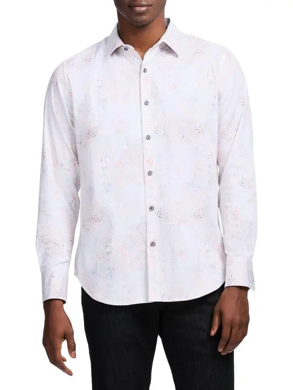 Robert Graham Addington Faded Paisley Stretch Cotton Button-up Shirt - White Multi
