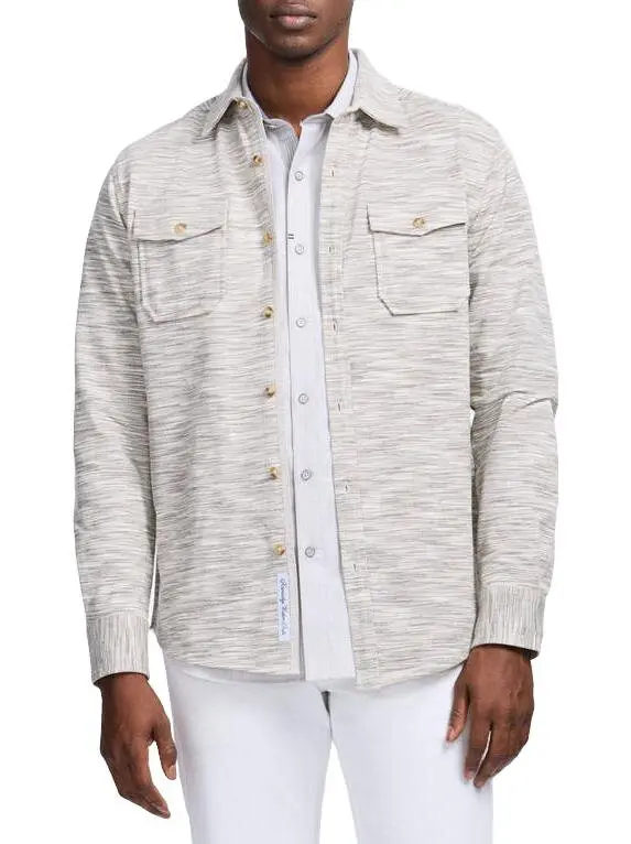 Robert Graham Storrs Space Dye Knit Cotton Blend Button-up Shirt - Light Grey