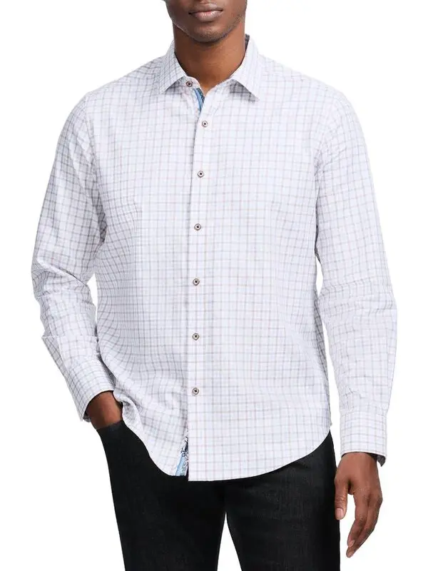 Robert Graham Darrington Check Cotton Button-up Shirt - Tan