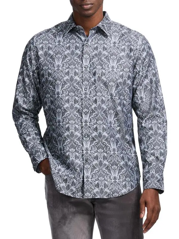 Robert Graham Highland Classic Fit Stretch Cotton Button-up Shirt - Dark Grey