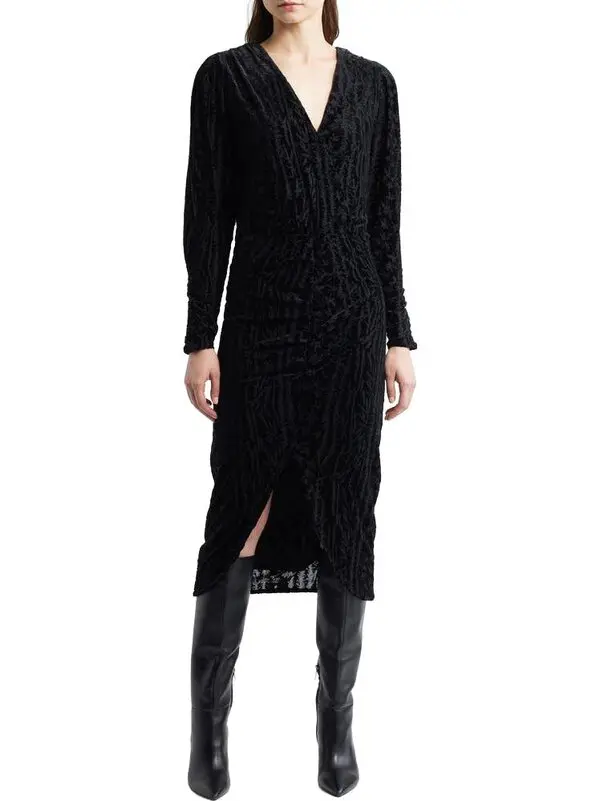 Hugo Boss Efilo Long Sleeve Burnout Dress - Black