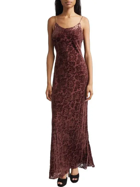 Veronica Beard Jolynn Velvet Floral Gown - Raisin