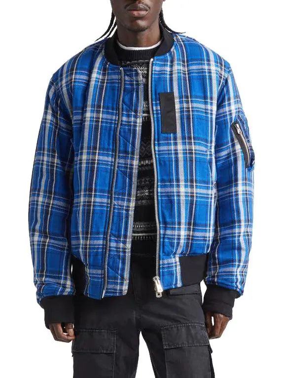 TAKAHIROMIYASHITA THESOLOIST. X Rafu Flannel Flight Jacket - Blue X Black