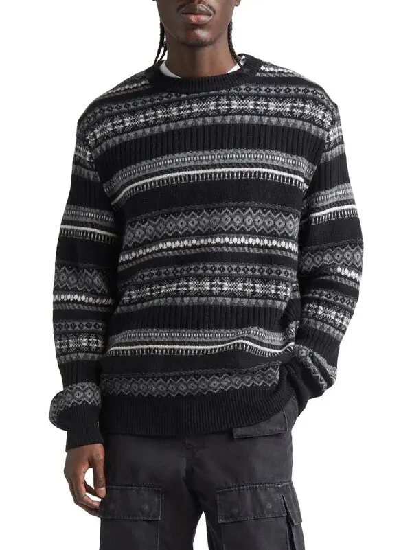 TAKAHIROMIYASHITA THESOLOIST. Fair Isle Wool Crewneck Sweater - Black Mono