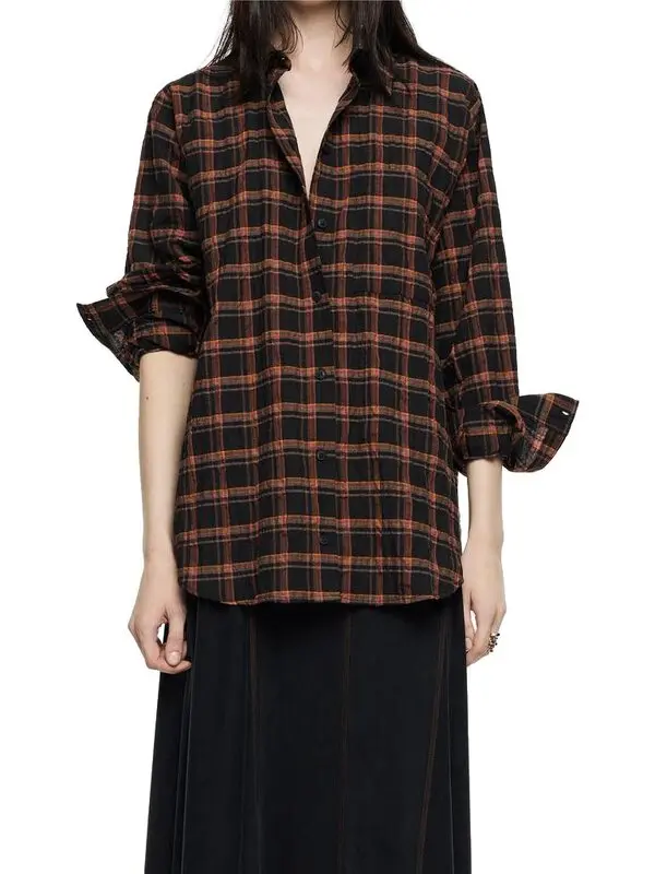 Bimba Y Lola Checked Textured Shirt - Orange