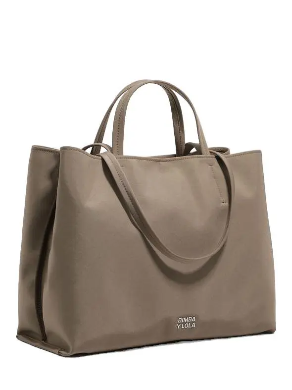 Bimba Y Lola Large Nylon Shopper Bag - Taupe