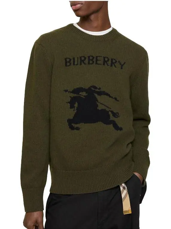 Burberry Equestrian Knight Wool Cashmere Sweater - Tent Green