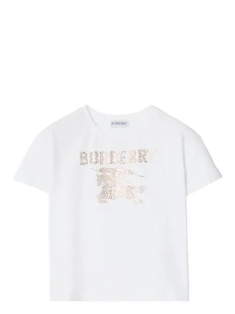 Burberry Crystal Ekd Cotton T-shirt - White