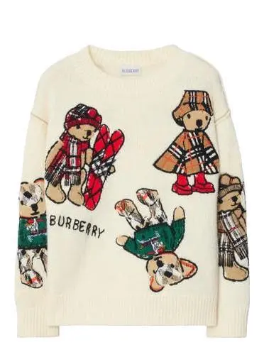 Burberry Thomas Bear Wool-cashmere Sweater - Ivory White