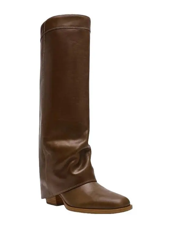 Steve Madden Winnick Foldover Knee High Boot - Olive Leather