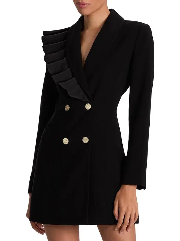 Alice + Olivia Latoya Ruffle Detail Blazer Dress - Black