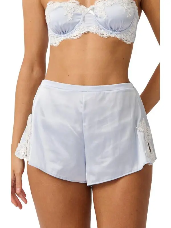 KAT THE LABEL Lace Trim Satin Tap Shorts - Cinderella