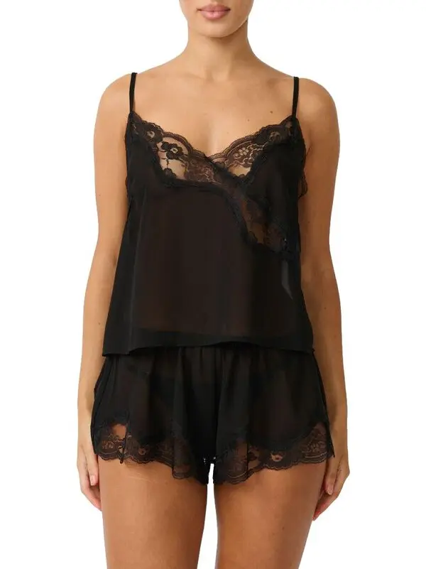 KAT THE LABEL Hayden Lace Trim Camisole - Black