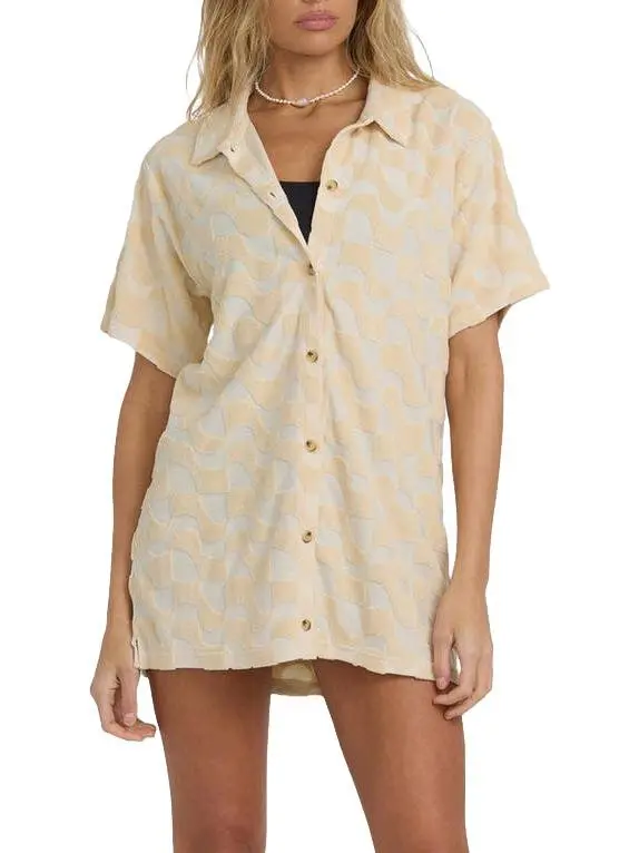 BILLABONG Laura Waves Jacquard Cotton Terry Button-up Shirt - Antique White