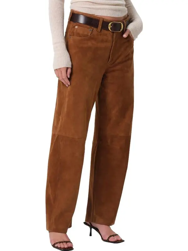 Citizens Of Humanity Miro High-waist Barrel Suede Jeans - Toasted Caramel