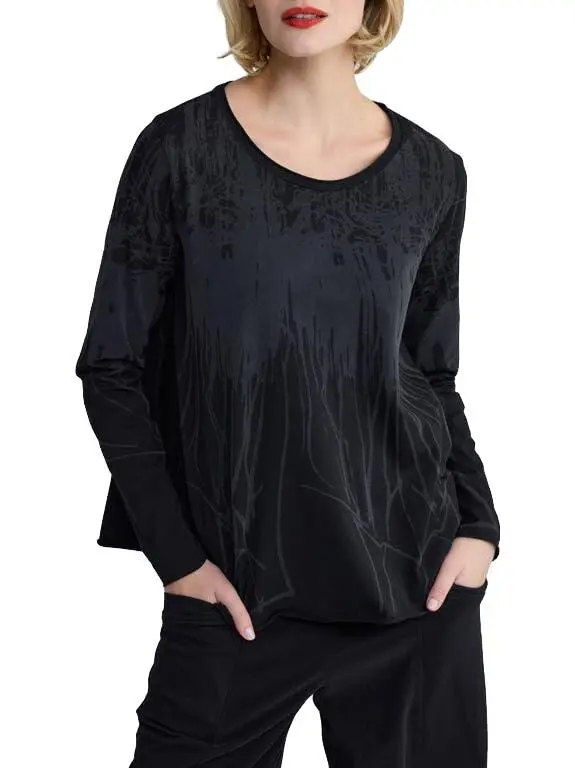 LUUKAA Selene Laser-burn Jersey Blouse - Ink Black