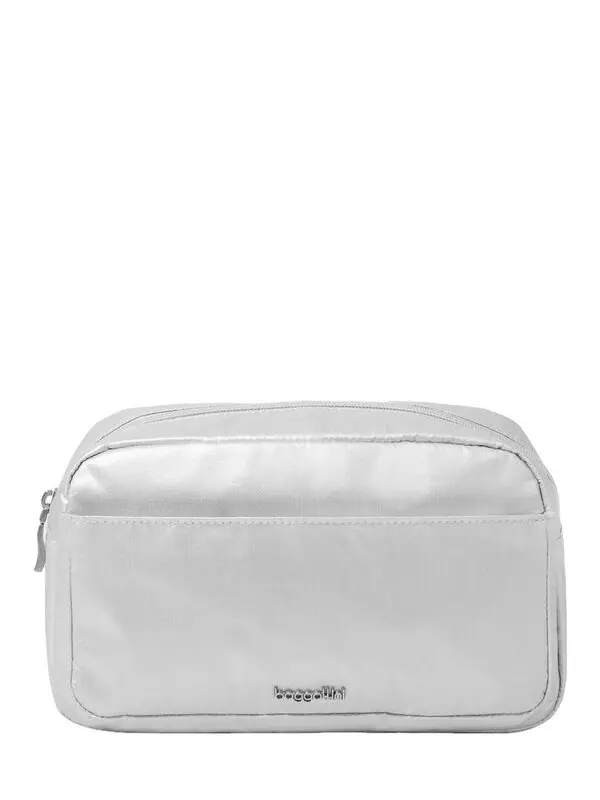 BAGGALLINI Pocket Cosmetic Bag With Brush Organization - Silver Metallic