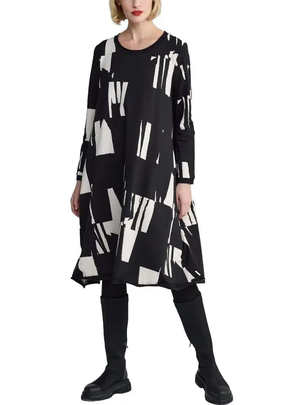 LUUKAA Printed Jersey Midi Dress - Ivory Black