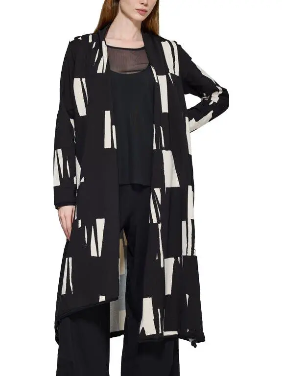 LUUKAA Printed Cotton Jersey Duster - Ivory Black