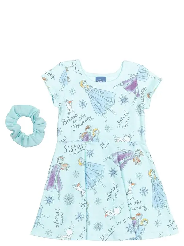 Disney Skater Dress & Scrunchie Set - Frozen Blue