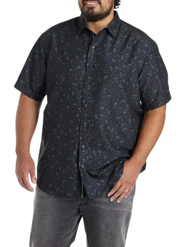 SYNRGY BY DXL Big & Tall Microfiber Floral Sport Shirt - Black