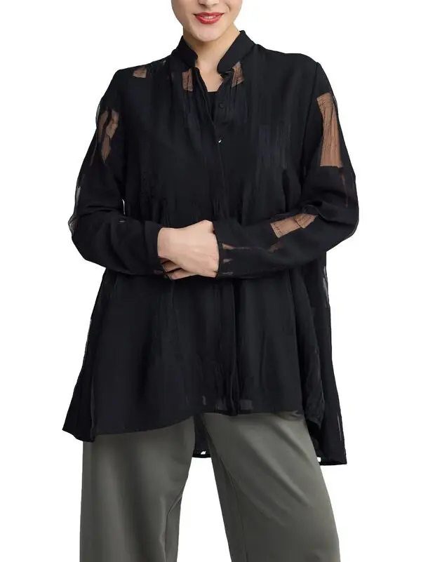 LUUKAA Ondine Sheer Jacquard Shirt - Black