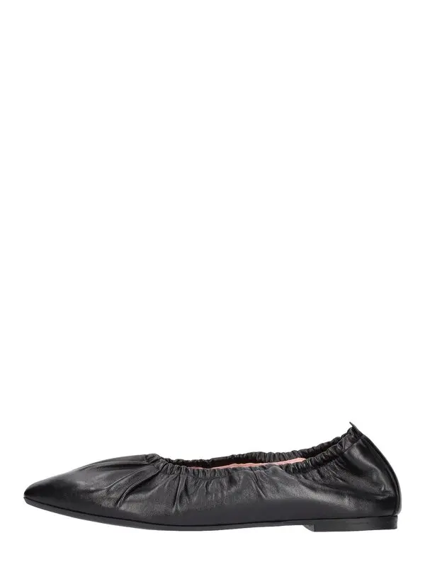 Pretty Ballerinas Rouched Square Toe Ballet Flat - Black
