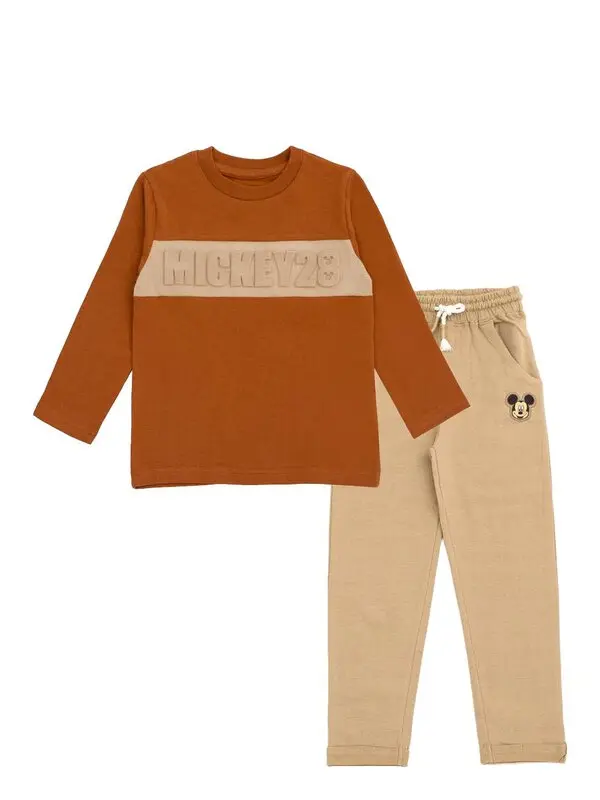 Disney Mickey Mouse Long Sleeve T-shirt & Pants Set - Burnt Orange