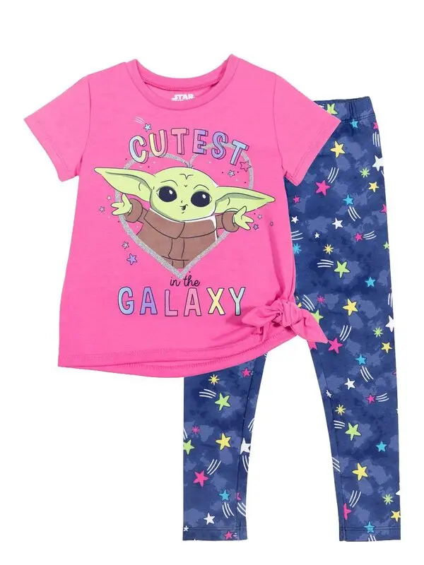 STAR WARS The Mandalorian Baby Yoda T-shirt & Leggings Set - Hot Pink