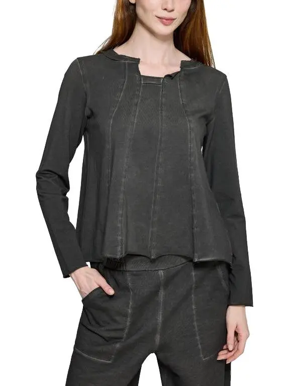 LUUKAA Drishti Asymmetrical Blouse - Misty Black