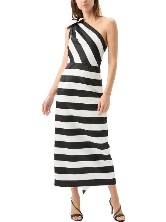 Trina Turk One Shoulder Cocktail Dress - Black/winter White