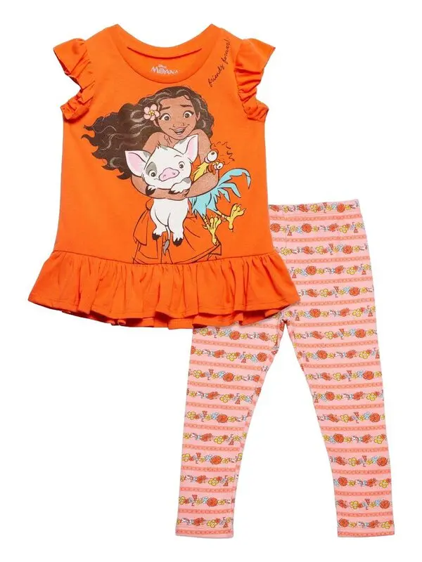 Disney Moana T-shirt And Leggings Set - Coral