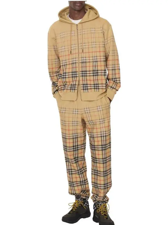 Burberry Gradient Check Cotton Jogging Pants - Sand Beige