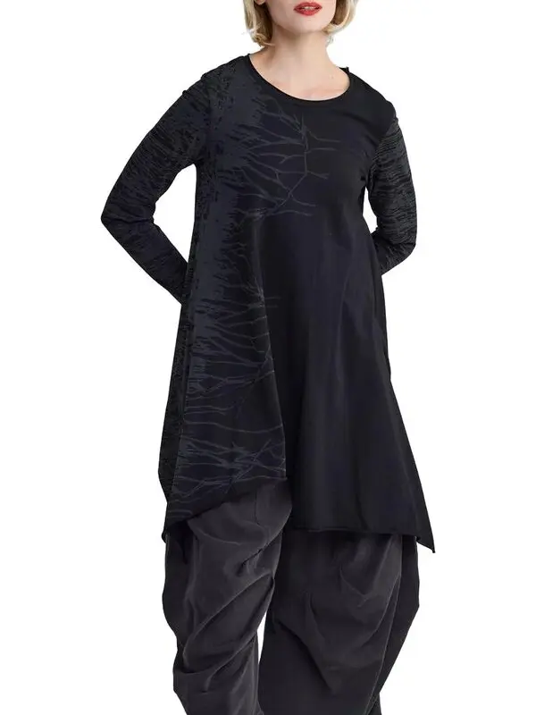 LUUKAA Abstract Burnout Tunic - Ink Black