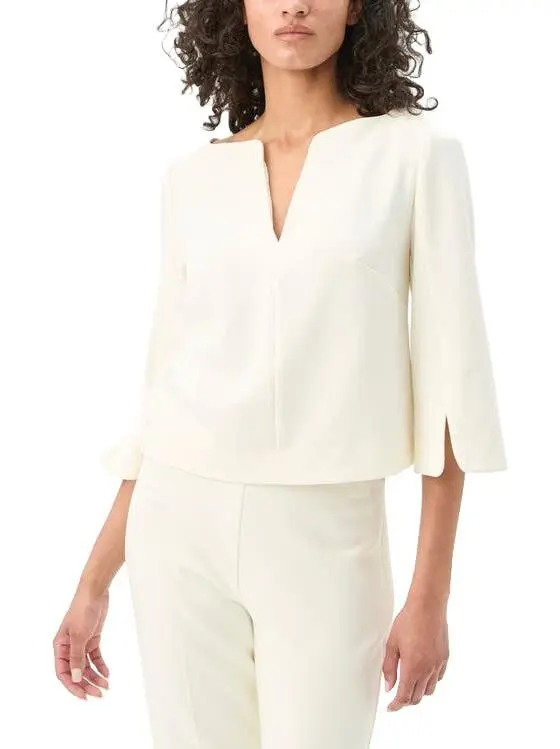 Trina Turk Haddy Boxy Suiting Top - Winter White
