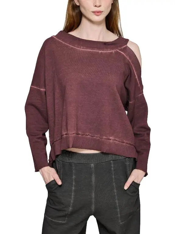LUUKAA Asymmetrical One-shoulder Pullover - Mulberry Red