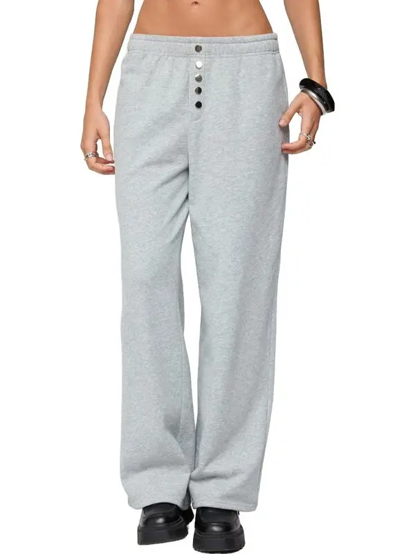 EDIKTED Wide Leg Studded Sweatpants - Gray-melange