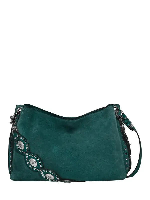 AIMEE Roma Suede Shoulder Bag - Deep Emerald Suede