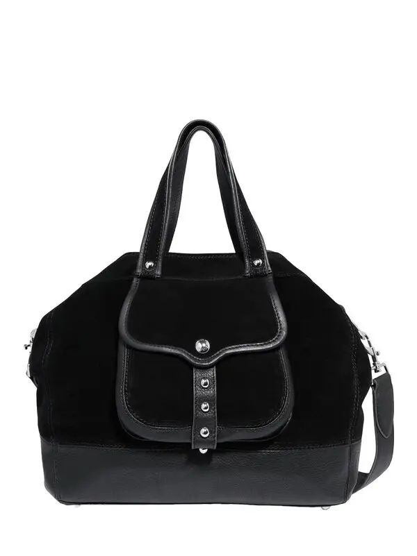 AIMEE Convertible Shopper Bag - Black Suede
