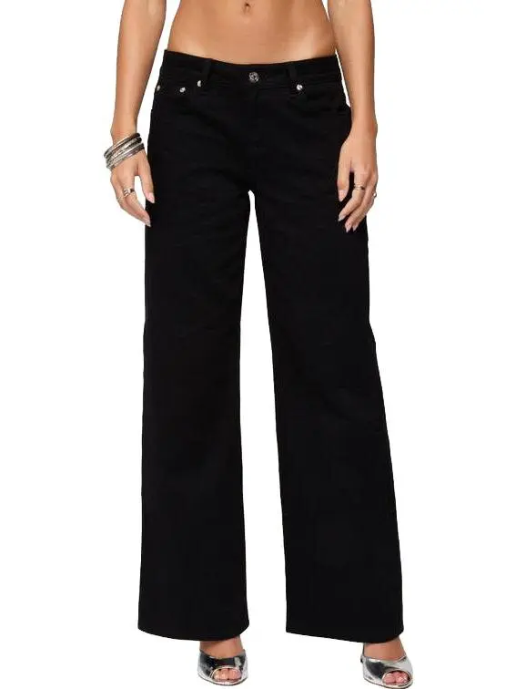 EDIKTED Roman Low Rise Slouchy Jeans - Black